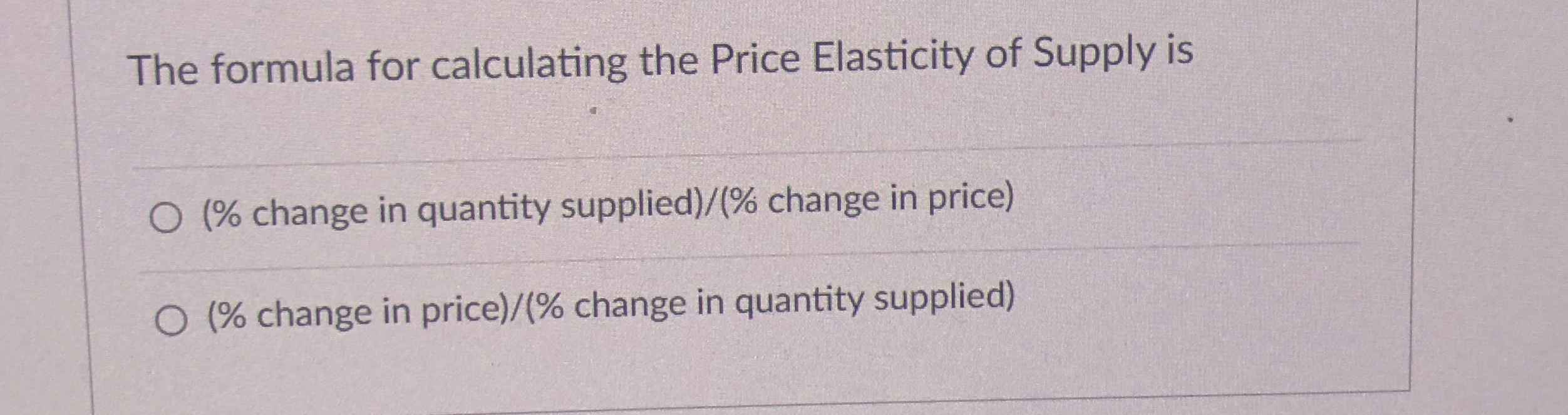 Solved The formula for calculating the Price Elasticity of | Chegg.com