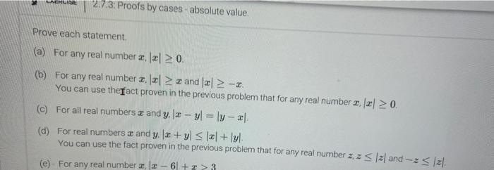 Solved Prove each statement. (a) For any real number | Chegg.com