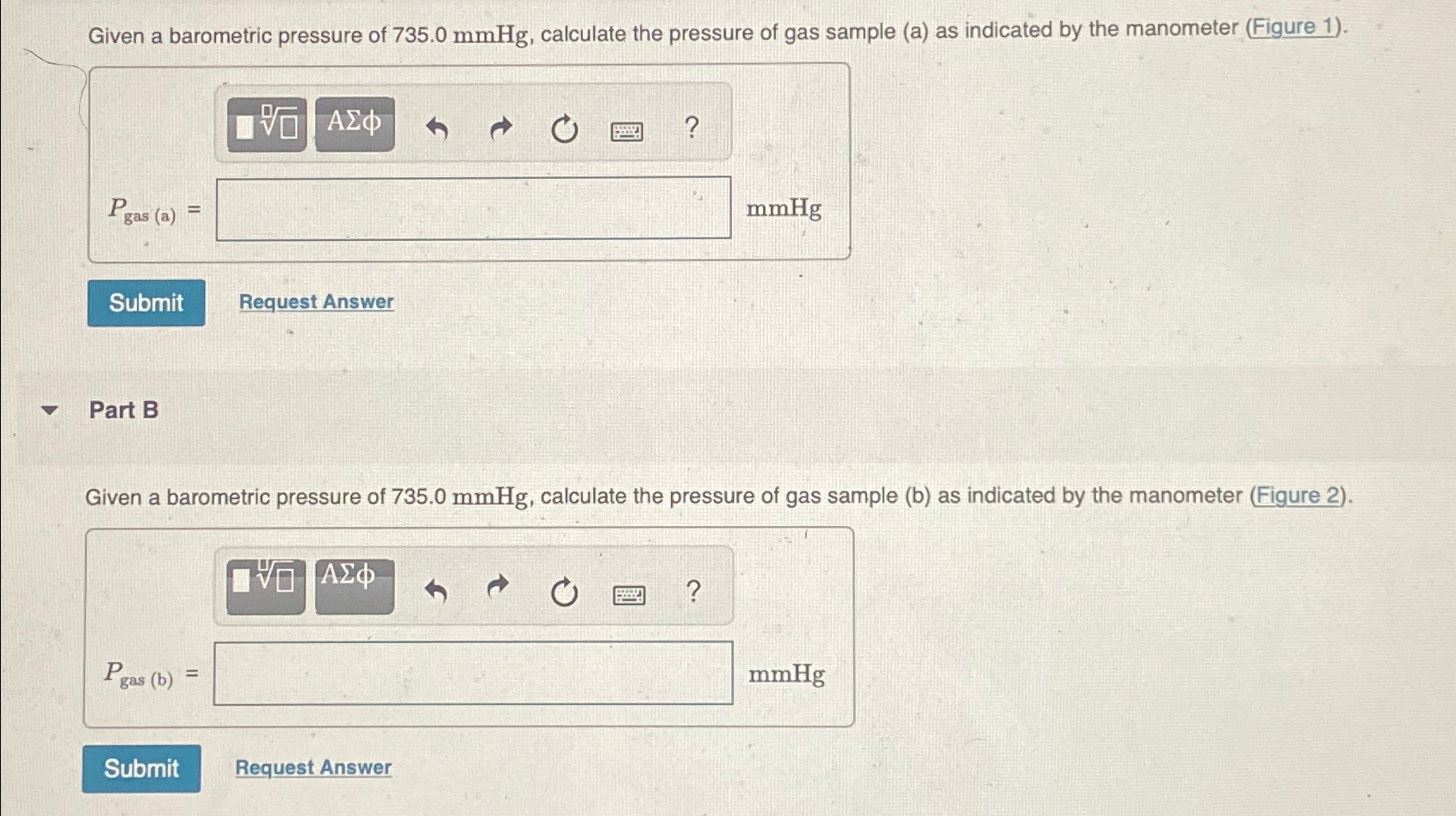 Given a barometric pressure of 735.0mmHg, calculate | Chegg.com