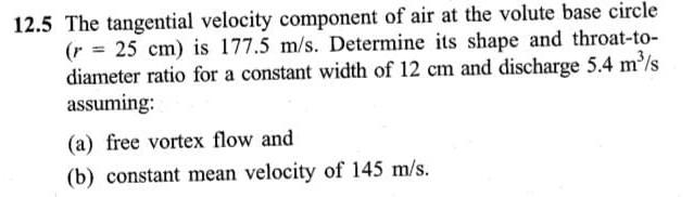 Solved 2.5 The tangential velocity component of air at the | Chegg.com
