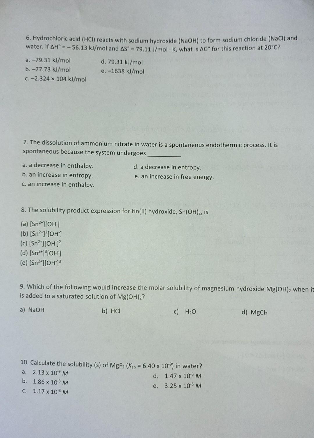 Solved 6. Hydrochloric acid (HCI) reacts with sodium | Chegg.com