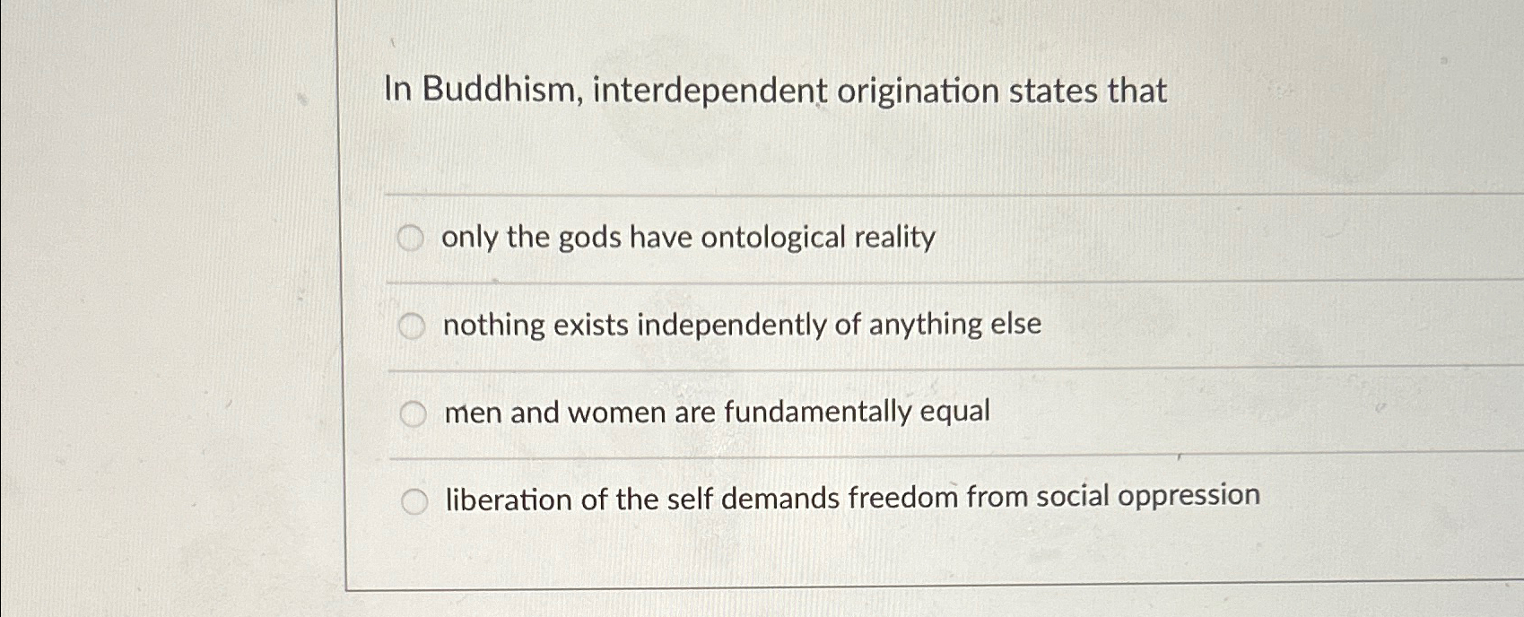 Solved In Buddhism, interdependent origination states | Chegg.com