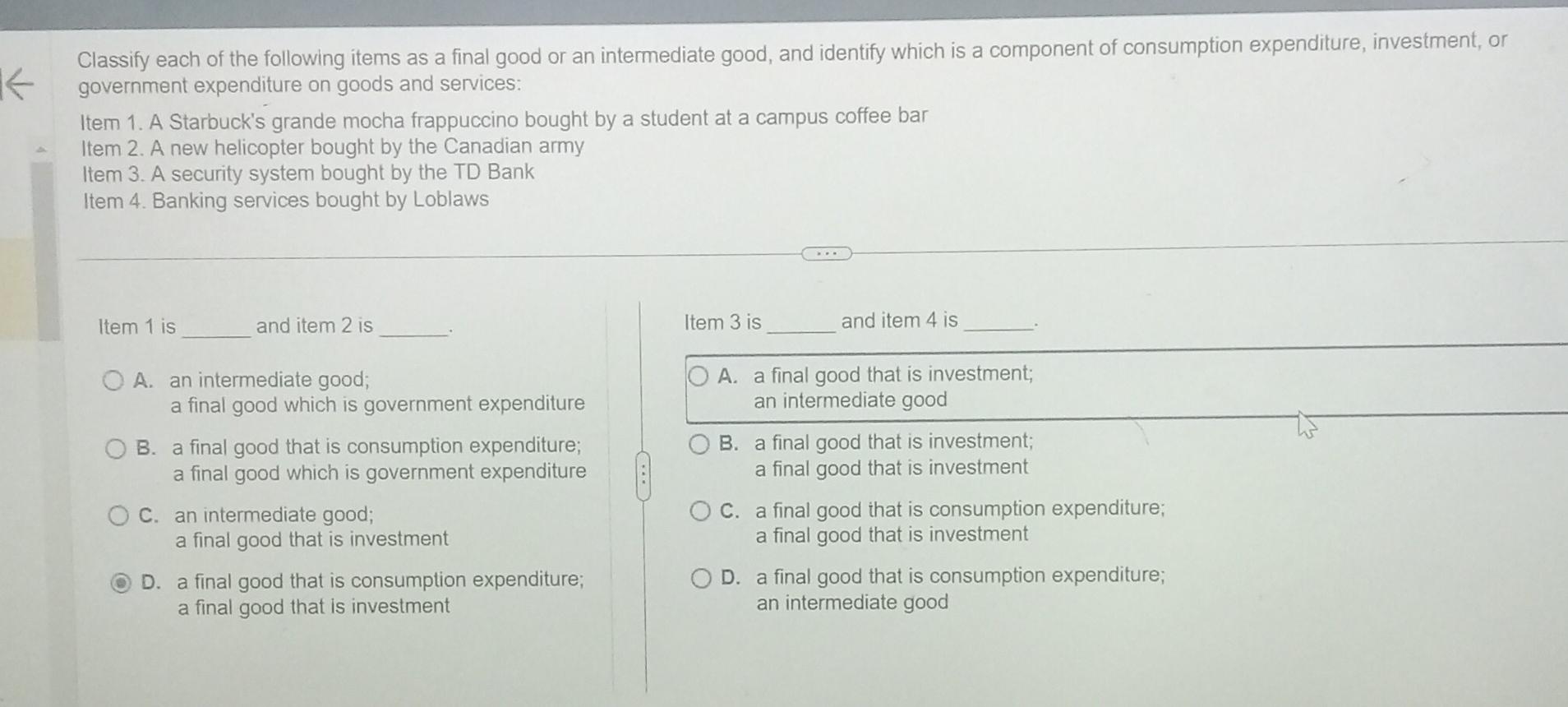 Solved Classify each of the following items as a final | Chegg.com