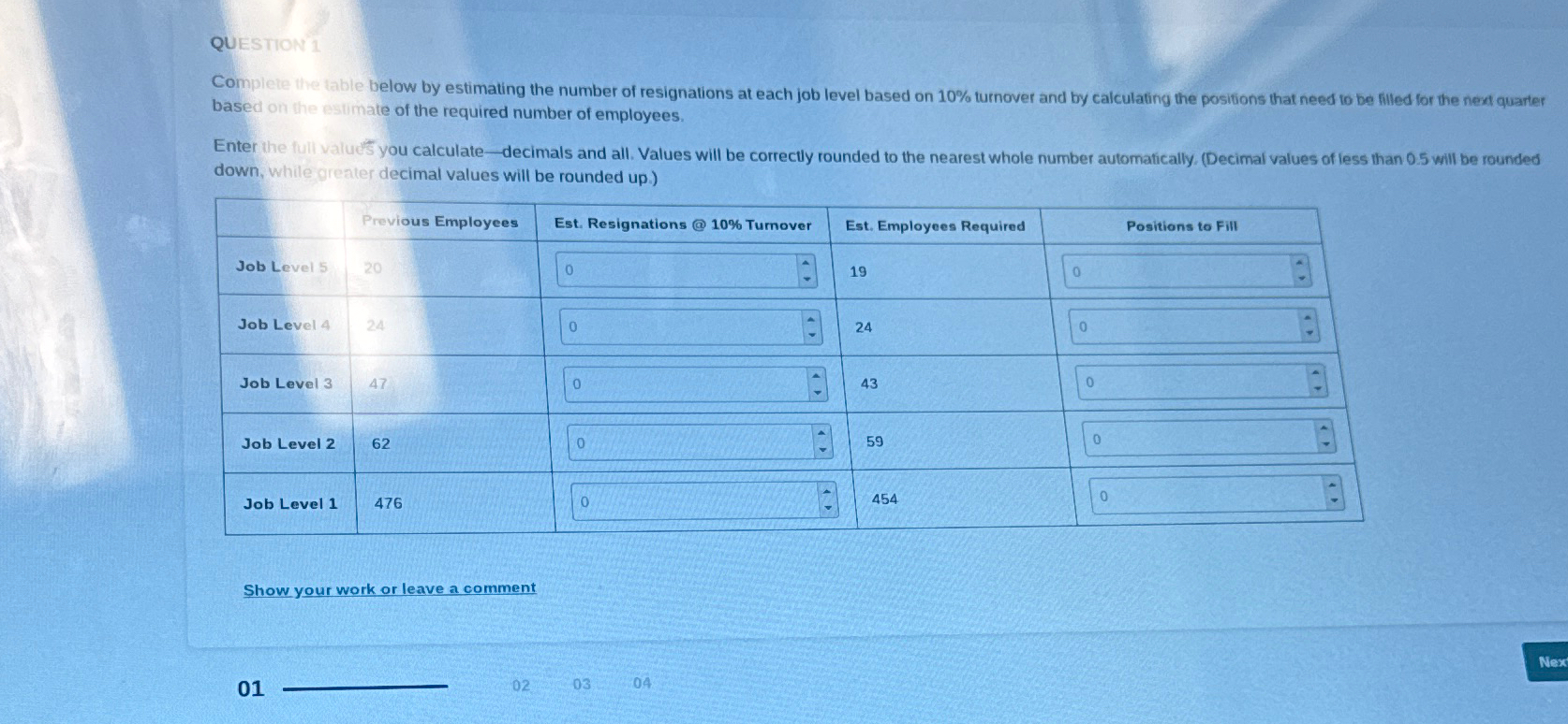 Solved QUESTION 1Complete the table below by estimating the | Chegg.com