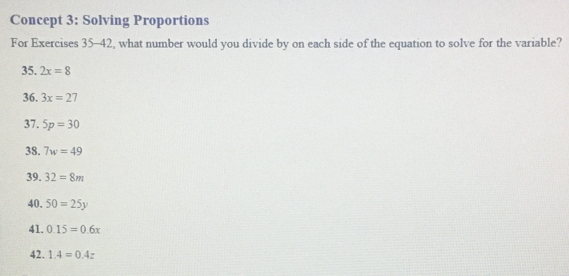 Solved Concept 3: Solving ProportionsFor Exercises 35-42, | Chegg.com