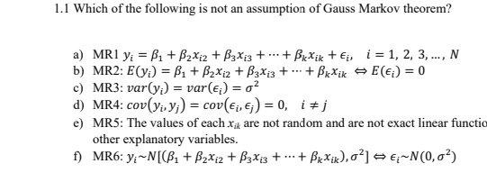 Solved Which of the following is not an assumption of Gauss | Chegg.com