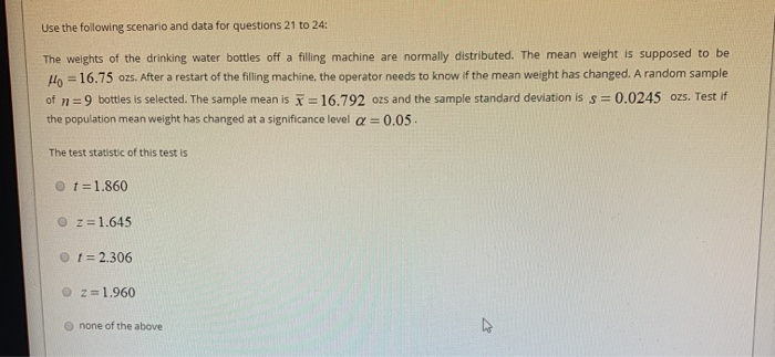 Solved Use the following scenario and data for questions 21 | Chegg.com