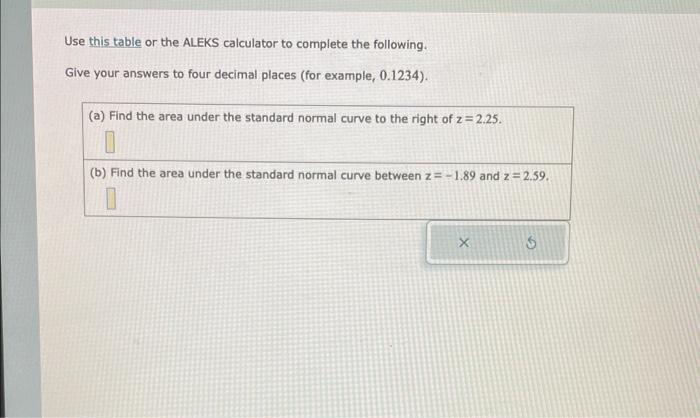 Solved Use this table or the ALEKS calculator to complete | Chegg.com