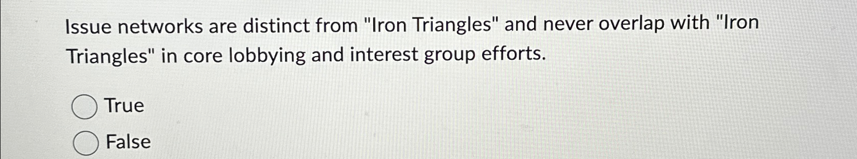 Solved Issue networks are distinct from "Iron Triangles" and | Chegg.com