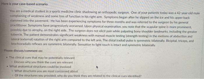 Solved Here is your case-based scenario: You are a medical | Chegg.com