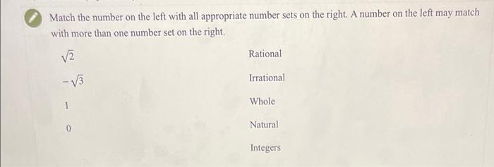 Solved Match the number on the left with all appropriate | Chegg.com