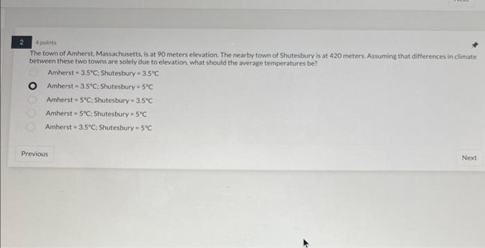 Solved 2 4 paints O The town of Amherst, Massachusetts, is | Chegg.com