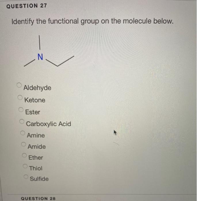 Solved QUESTION 27 Identify the functional group on the | Chegg.com