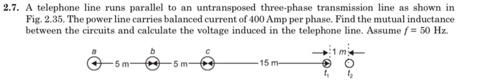 Solved 2.7. A telephone line runs parallel to an | Chegg.com
