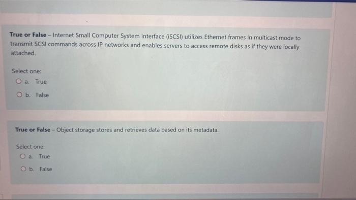 Solved True or False - Internet Small Computer System | Chegg.com