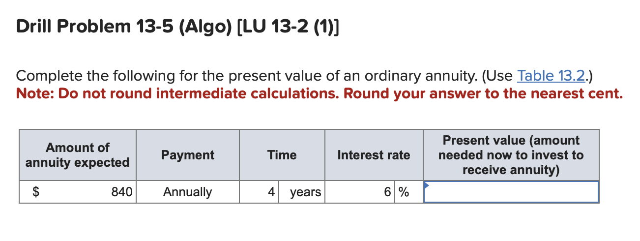 Solved Drill Problem 13-5 (Algo) [LU 13-2 (1)] ﻿Complete the | Chegg.com