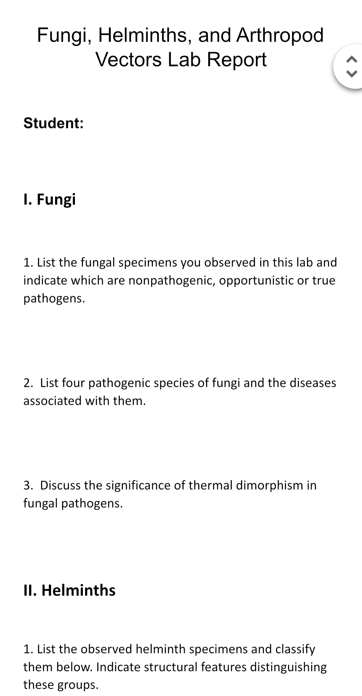 Solved Fungi, Helminths, and Arthropod Vectors Lab | Chegg.com