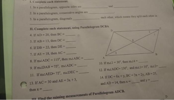Solved und 1. Complete each statement. 1. In a | Chegg.com