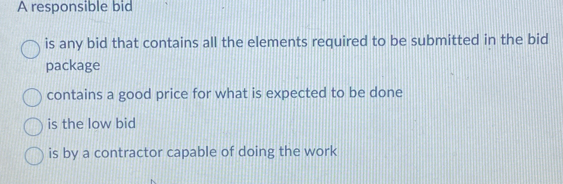 Solved A responsible bidis any bid that contains all the | Chegg.com