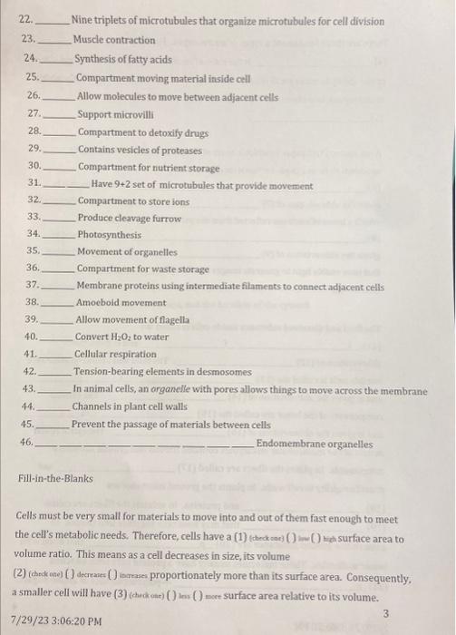 Solved Choose the correct structure or function of the | Chegg.com