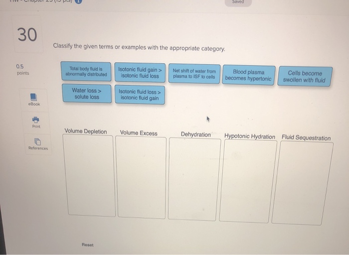 Solved Saved 30 Classify the given terms or examples with | Chegg.com