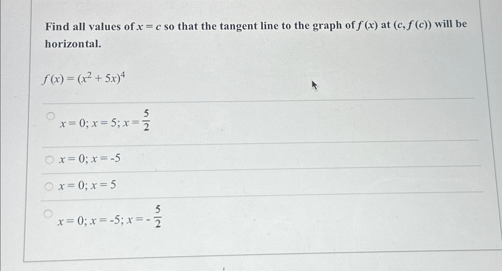 Solved Find all values of x=c ﻿so that the tangent line to | Chegg.com