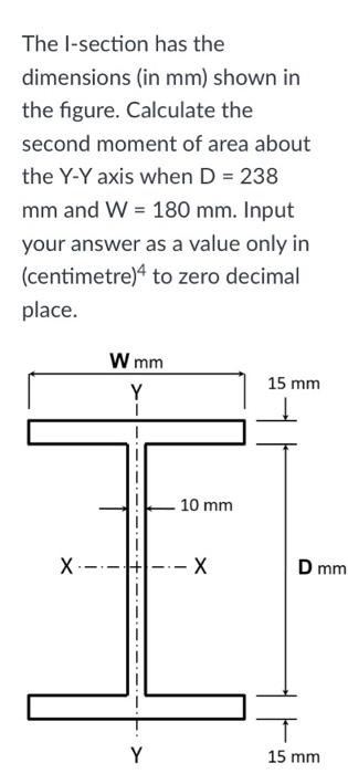 Solved The I-section has the dimensions (in mm) shown in the | Chegg.com