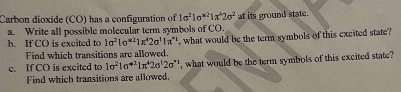 Solved Carbon dioxide (CO) ﻿has a configuration of | Chegg.com