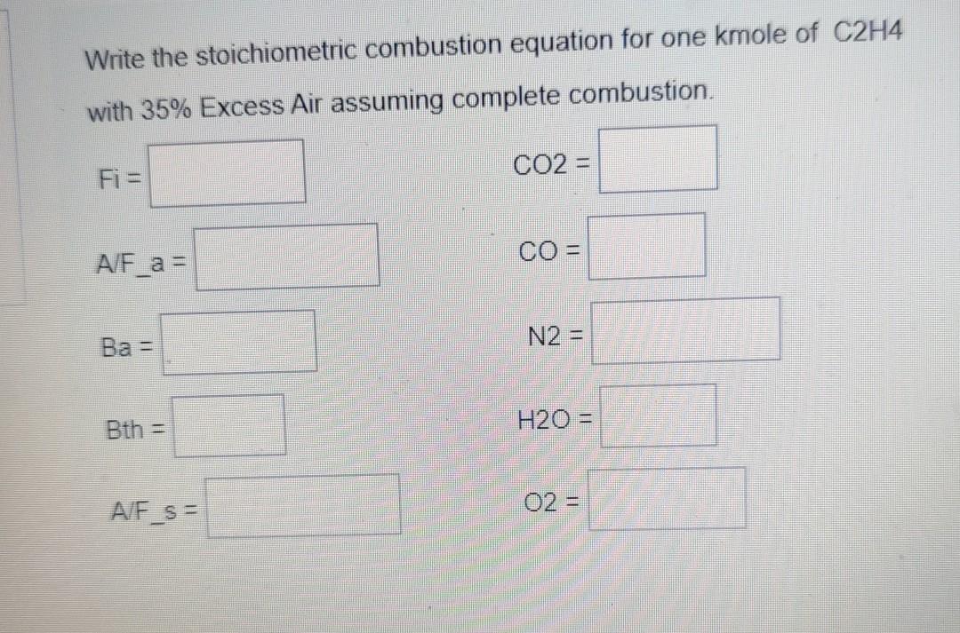 Solved Write the stoichiometric combustion equation for one | Chegg.com