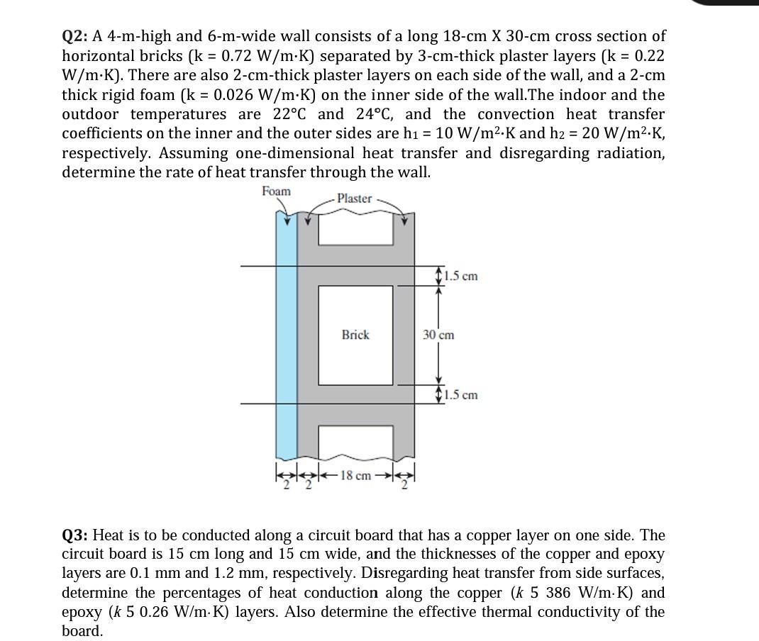 Solved Q2: A 4-m-high and 6-m-wide wall consists of a long | Chegg.com