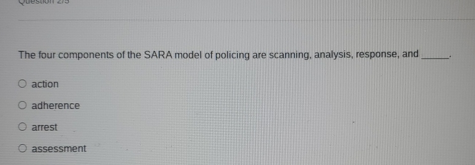Solved The Four Components Of The Sara Model Of Policing Are