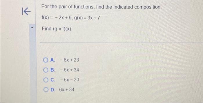 Solved For the pair of functions, find the indicated | Chegg.com