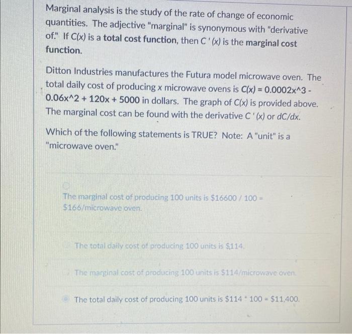 Solved Marginal analysis is the study of the rate of change | Chegg.com