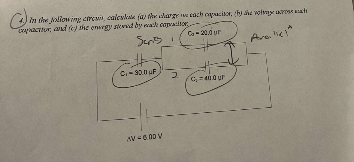 Solved In the following circuit, calculate (a) ﻿the charge | Chegg.com