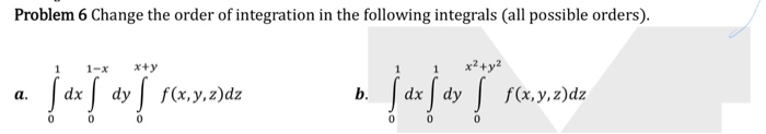 Solved Problem 6 Change the order of integration in the | Chegg.com