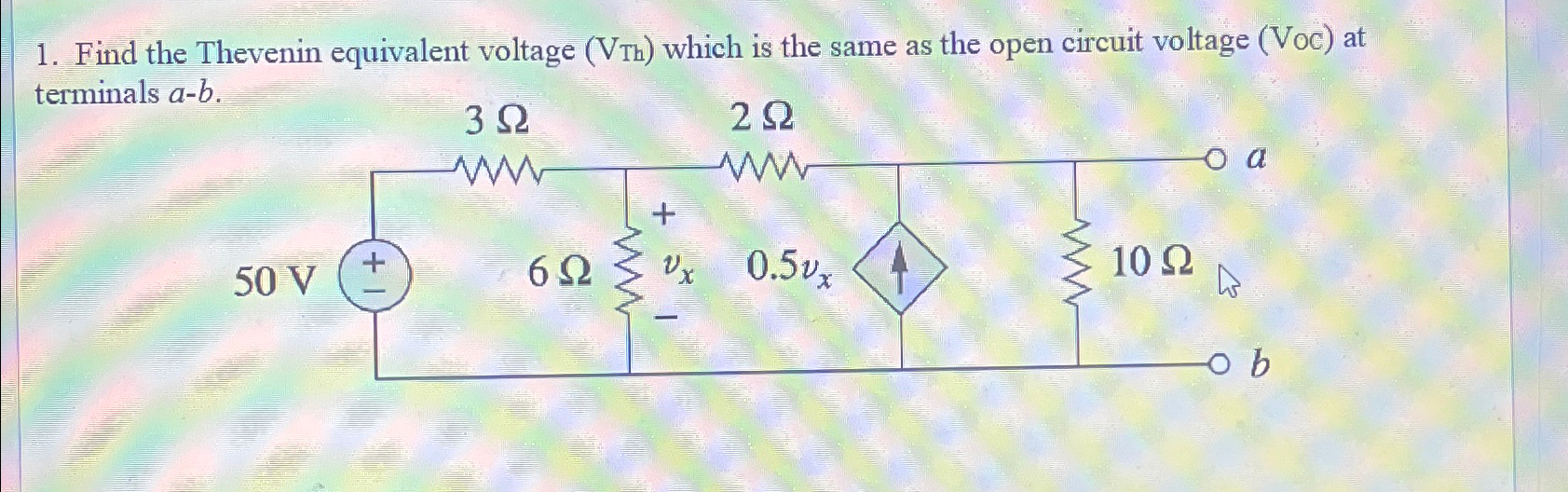 Solved Find the Thevenin equivalent voltage (VTh) ﻿which is | Chegg.com