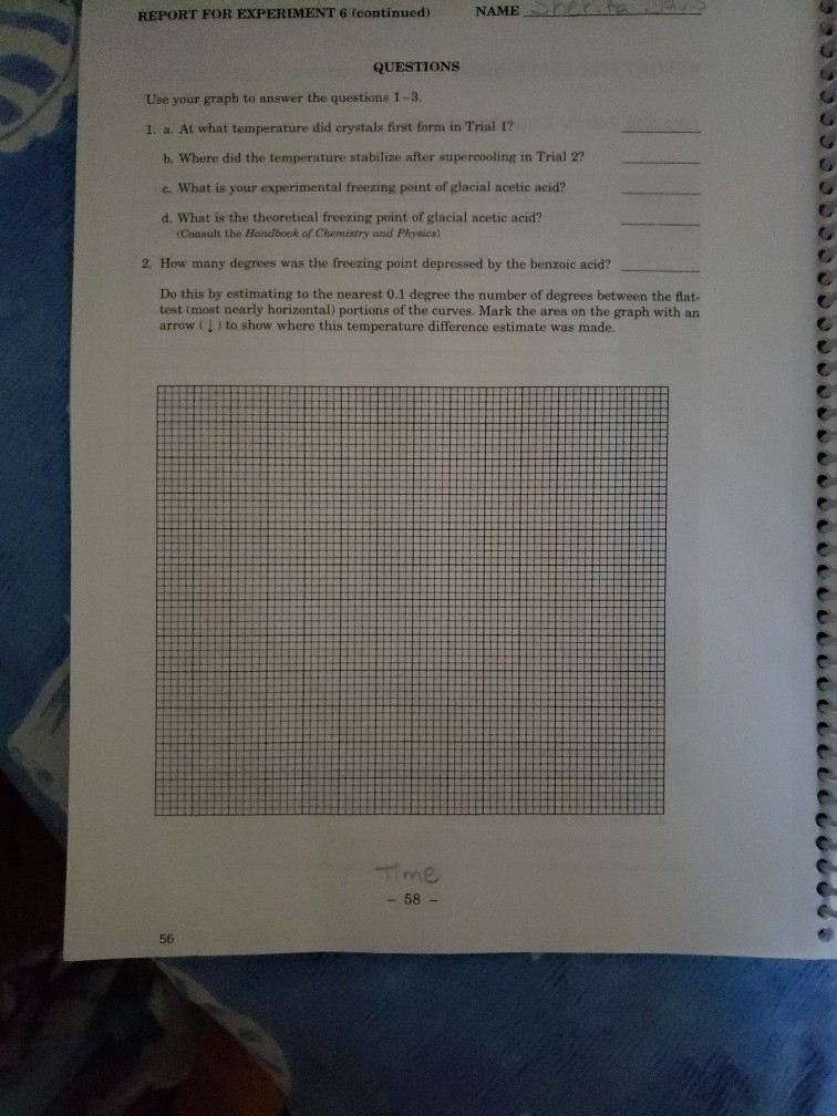 Freezing Points-Graphing of Data Data Table Pure | Chegg.com