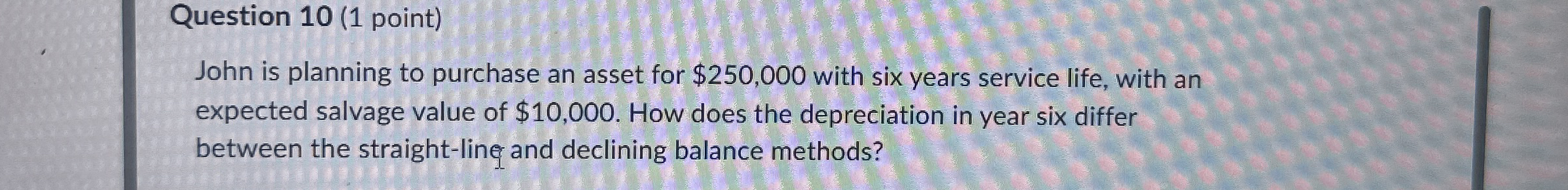 Solved Question 10 (1 ﻿point)John is planning to purchase an | Chegg.com