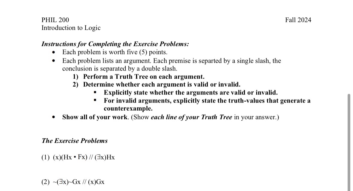 Solved Hi could you please draw a truth tree for each one | Chegg.com