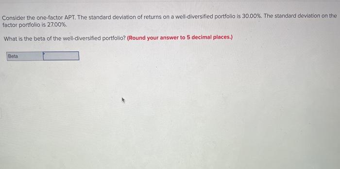 Solved Consider the one-factor APT. The standard deviation | Chegg.com