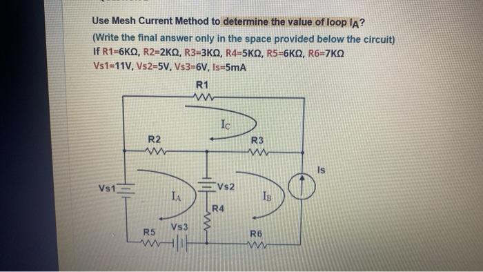 Solved Use Mesh Current Method to determine the value of | Chegg.com