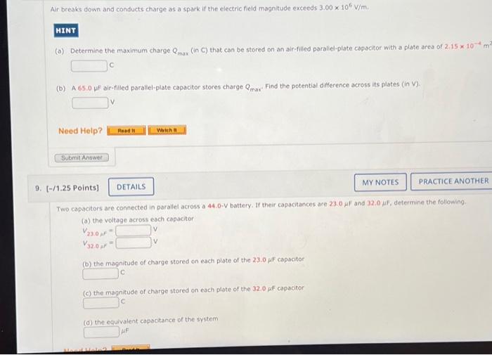 Solved A.r breaks down and conducts charge as a spark if the | Chegg.com