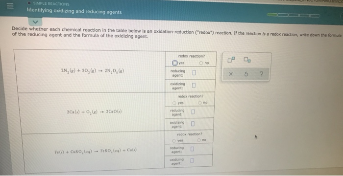 Solved III SIMPLE REACTIONS Identifying oxidizing and | Chegg.com