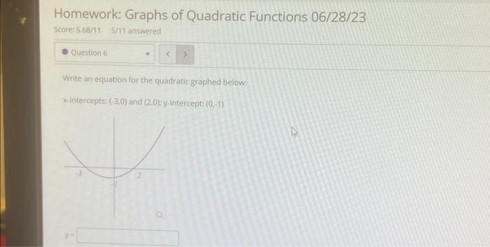 Solved Homework: Graphs of Quadratic Functions 06/28/23 | Chegg.com