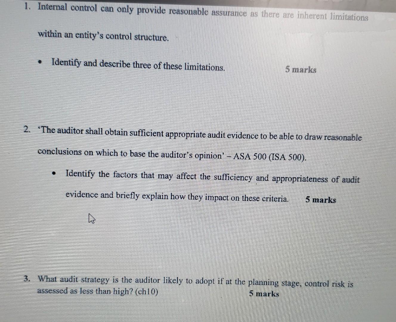 Solved 1. Internal control can only provide reasonable | Chegg.com