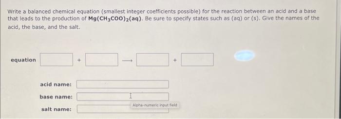 [solved] Write A Balanced Chemical Equation Smallest Inte