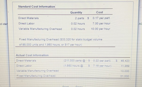 Solved Formula Variance Direct materials efficiency variance | Chegg.com