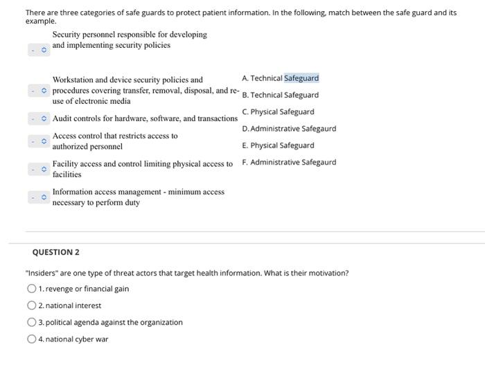Solved There are three categories of safe guards to protect | Chegg.com