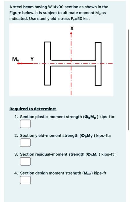 Solved A steel beam having W14x90 section as shown in the | Chegg.com