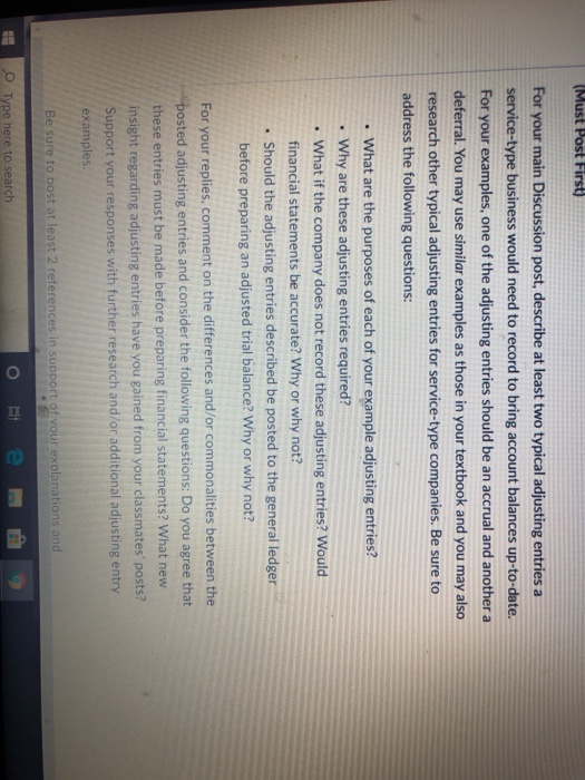 Solved (Must Post First) For your main Discussion post, | Chegg.com